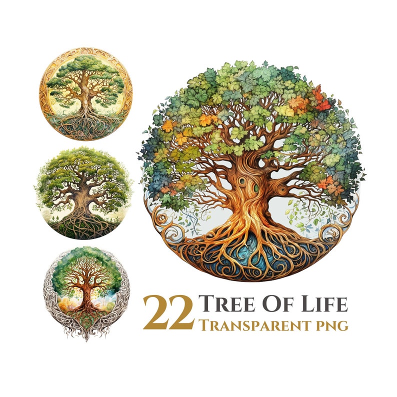 22 Tree of Life Clipart Bundle, Transparent Background, Digital ...