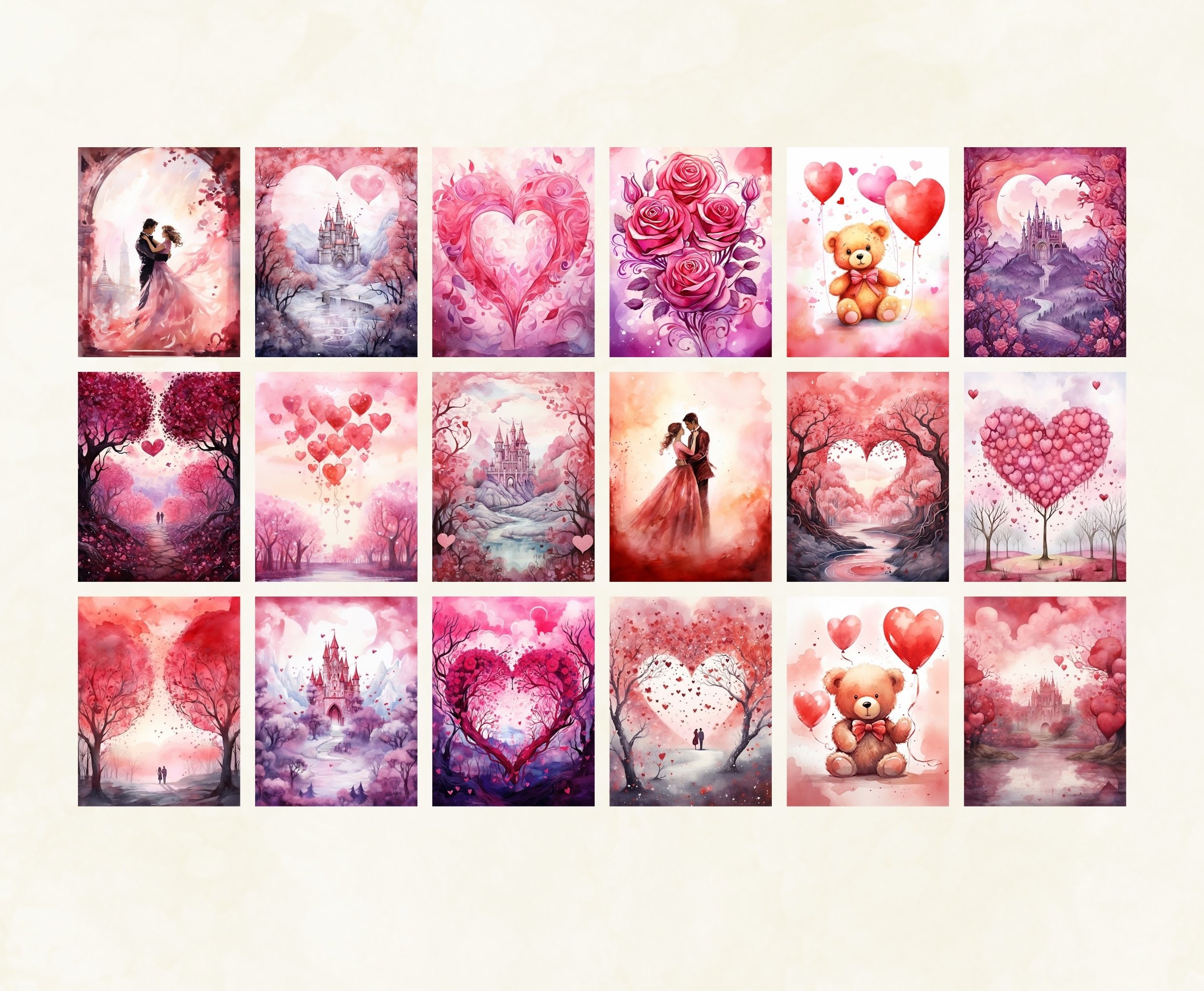 26 Love is in the Air Printable Digital Paper Bundle, Watercolor ...