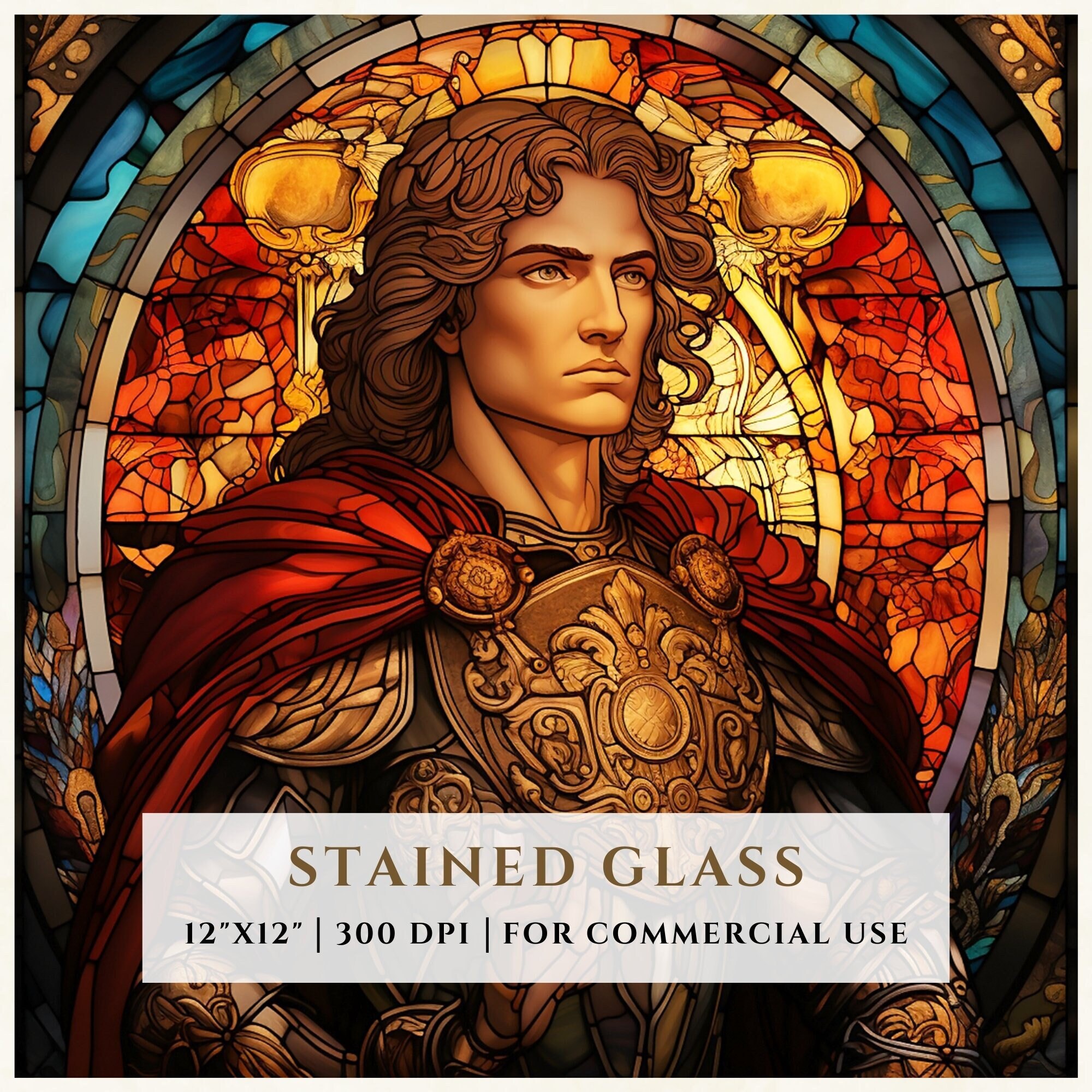 Alexander the Great Stained Glass Pattern, Sublimation Designs, Stained ...