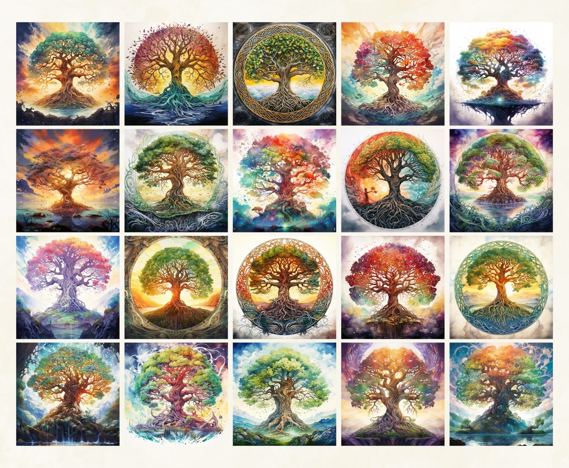 20 Tree of Life Printable Digital Paper Bundle, Instant Download ...