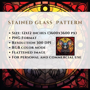 Mouse Stained Glass Pattern, Sublimation Designs, Stained Glass PNG ...