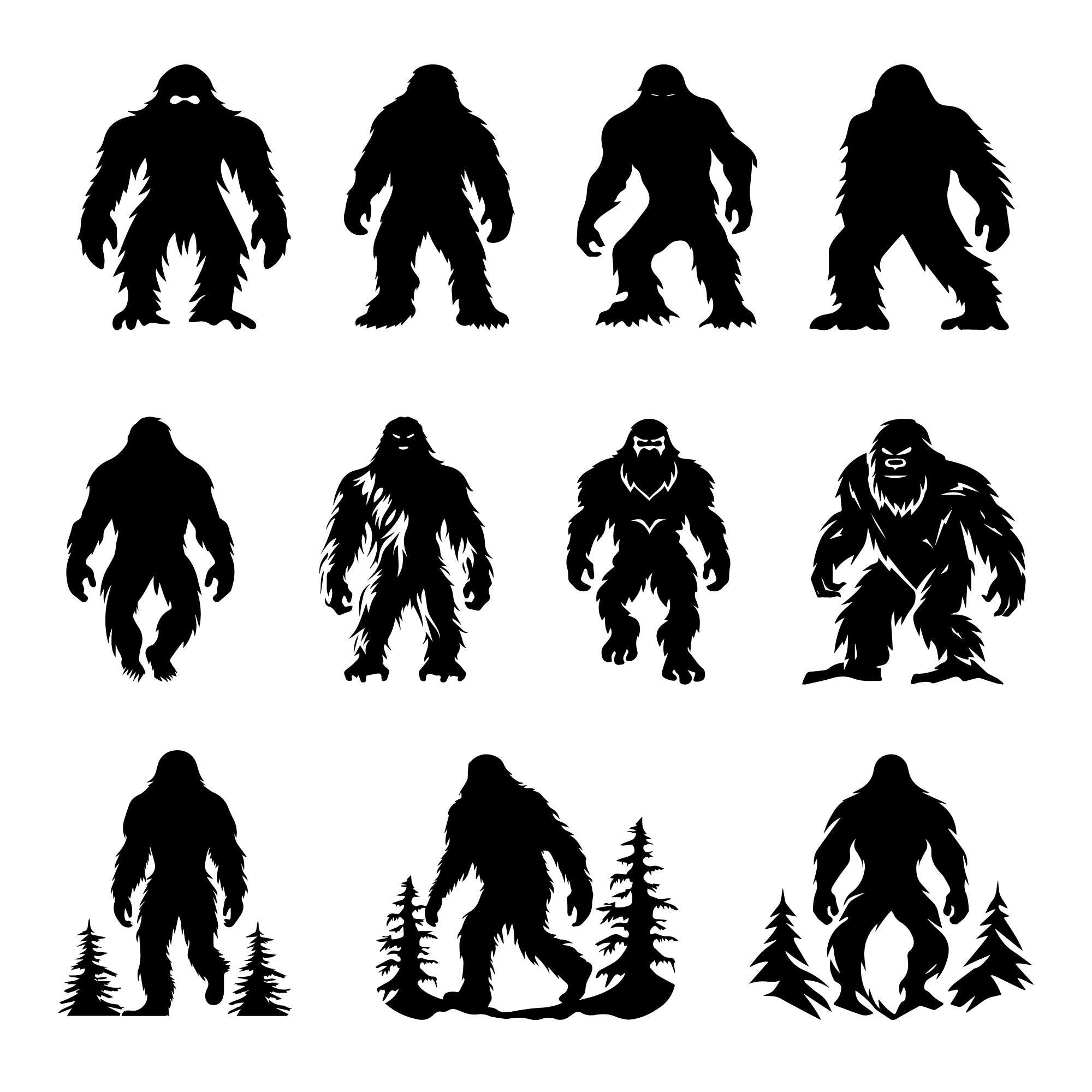 11 Bigfoot Svg Vector Clipart Bundle, Transparent Background, Digital ...