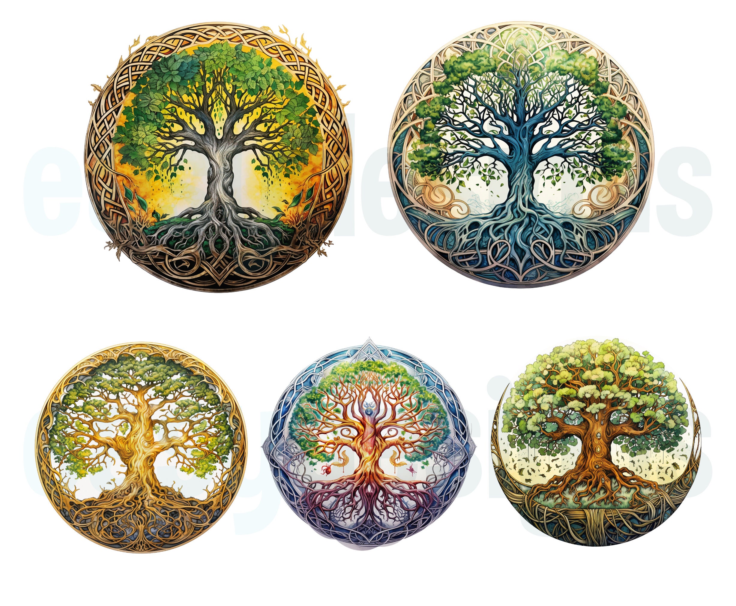 14 Tree of Life Clipart Bundle, Transparent Background, Digital ...