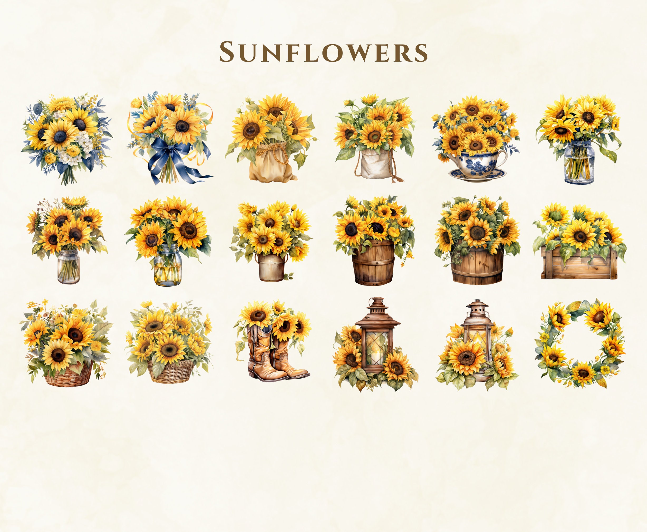 146 Flowers Clipart Mega Bundle Floral Watercolor Digital - Etsy