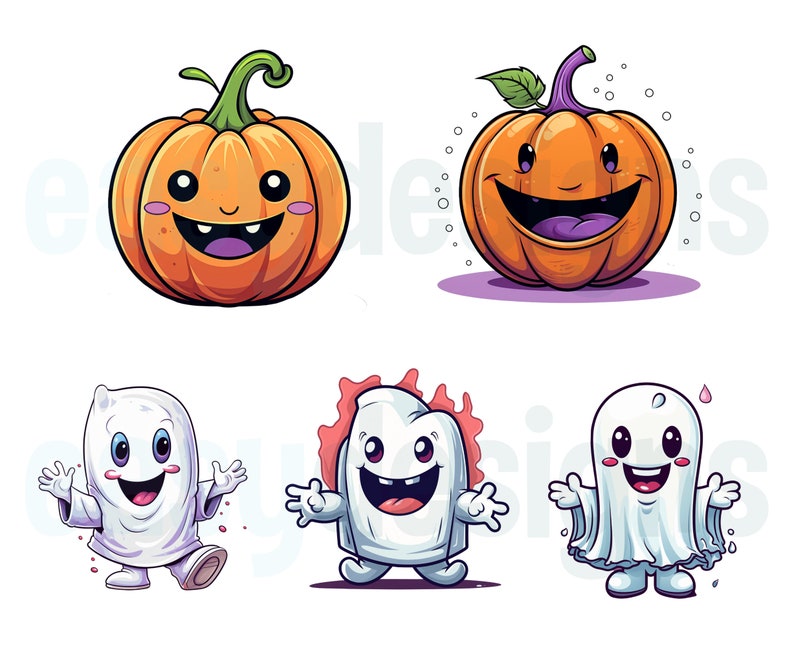 18 Retro Halloween Clipart Bundle, Transparent Background PNG Files ...