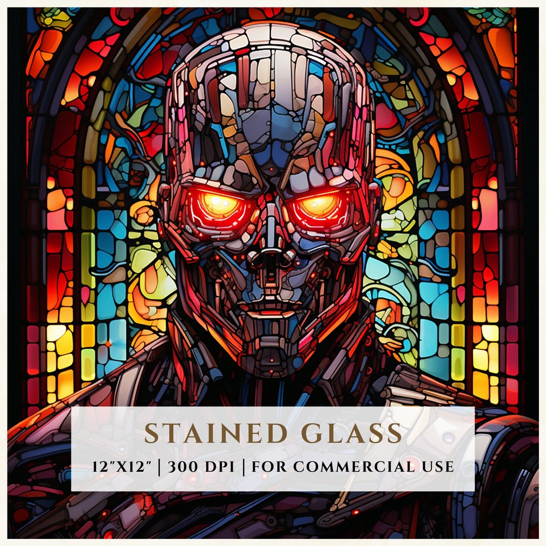 Villain Cyborg Stained Glass Pattern Sublimation Designs - Etsy