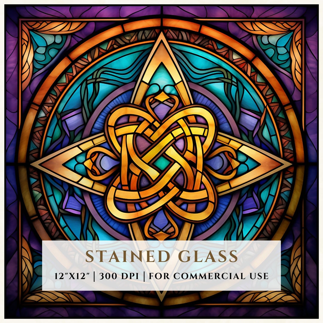 Celtic Knot Stained Glass Pattern, Sublimation Designs, Stained Glass ...