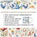 10 French Country Motif Seamless Patterns, Watercolor Style Digital ...