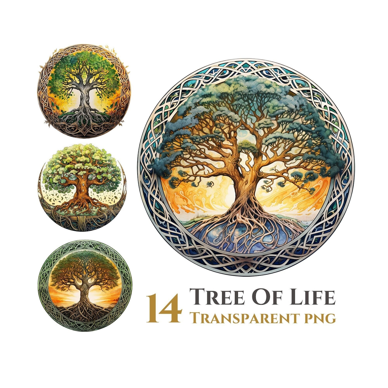 14 Tree of Life Clipart Bundle, Transparent Background, Digital ...