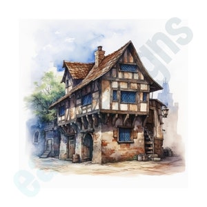 8 Watercolor Medieval Tavern Clipart Bundle, Fantasy Art, Digital High ...