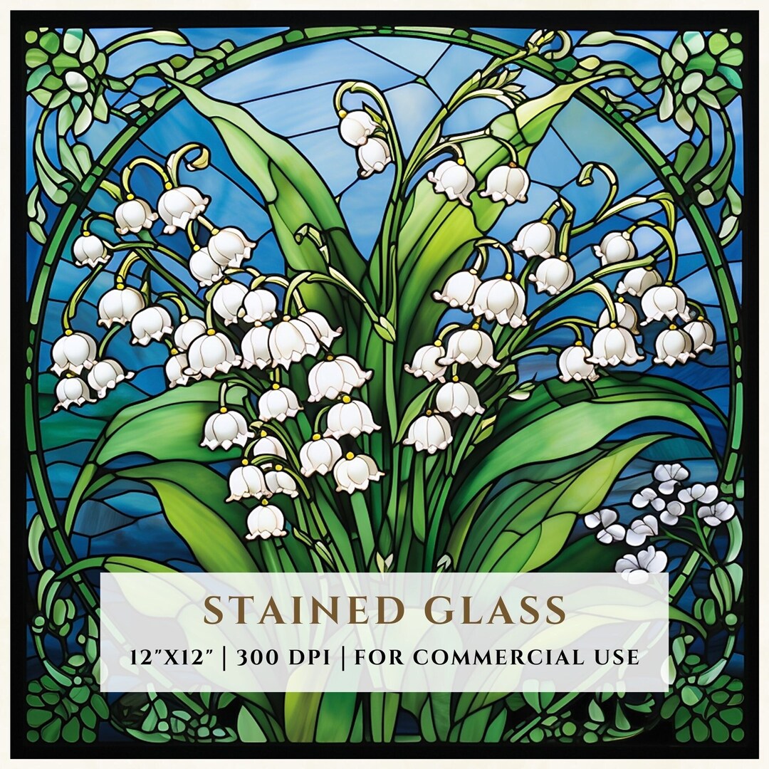 Lily of the Valley Stained Glass Pattern, Sublimation Designs, Stained ...