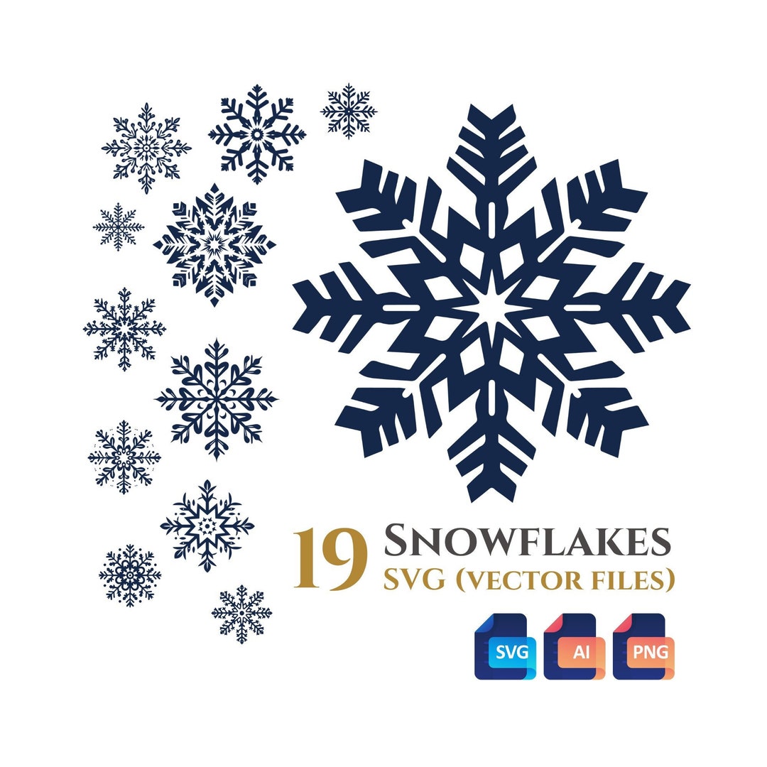 19 Snowflakes Svg Vector Clipart Bundle, Transparent Background ...