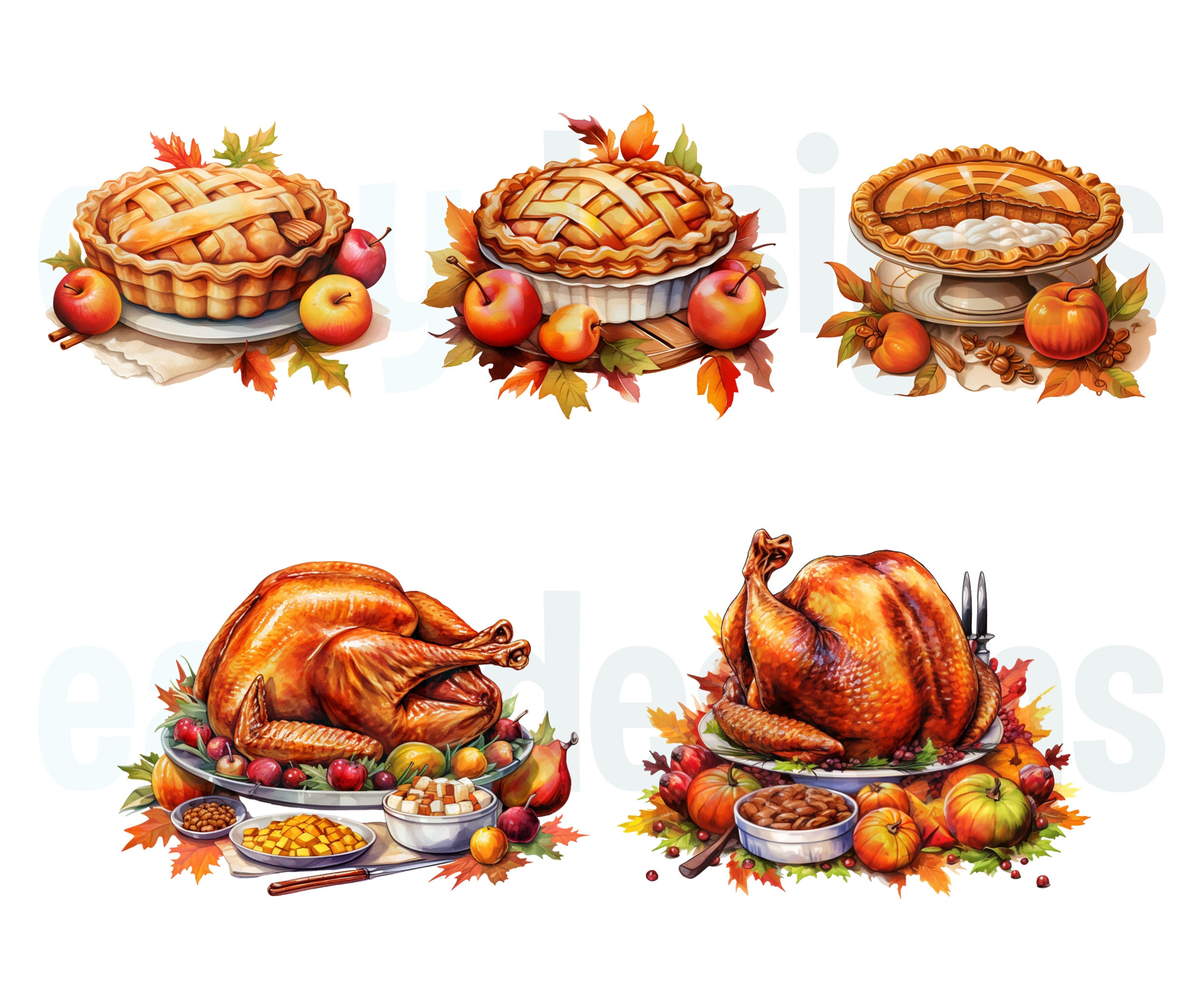 26 Thanksgiving Watercolor Clipart Bundle Transparent - Etsy