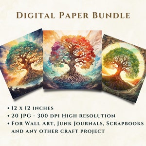 20 Tree of Life Printable Digital Paper Bundle, Instant Download ...