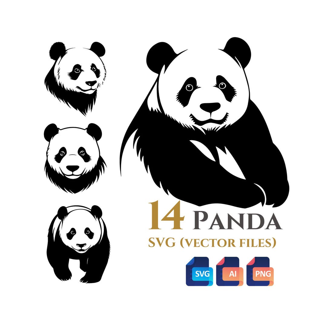 14 Panda Bear Svg Vector Clipart Bundle, Transparent Background ...