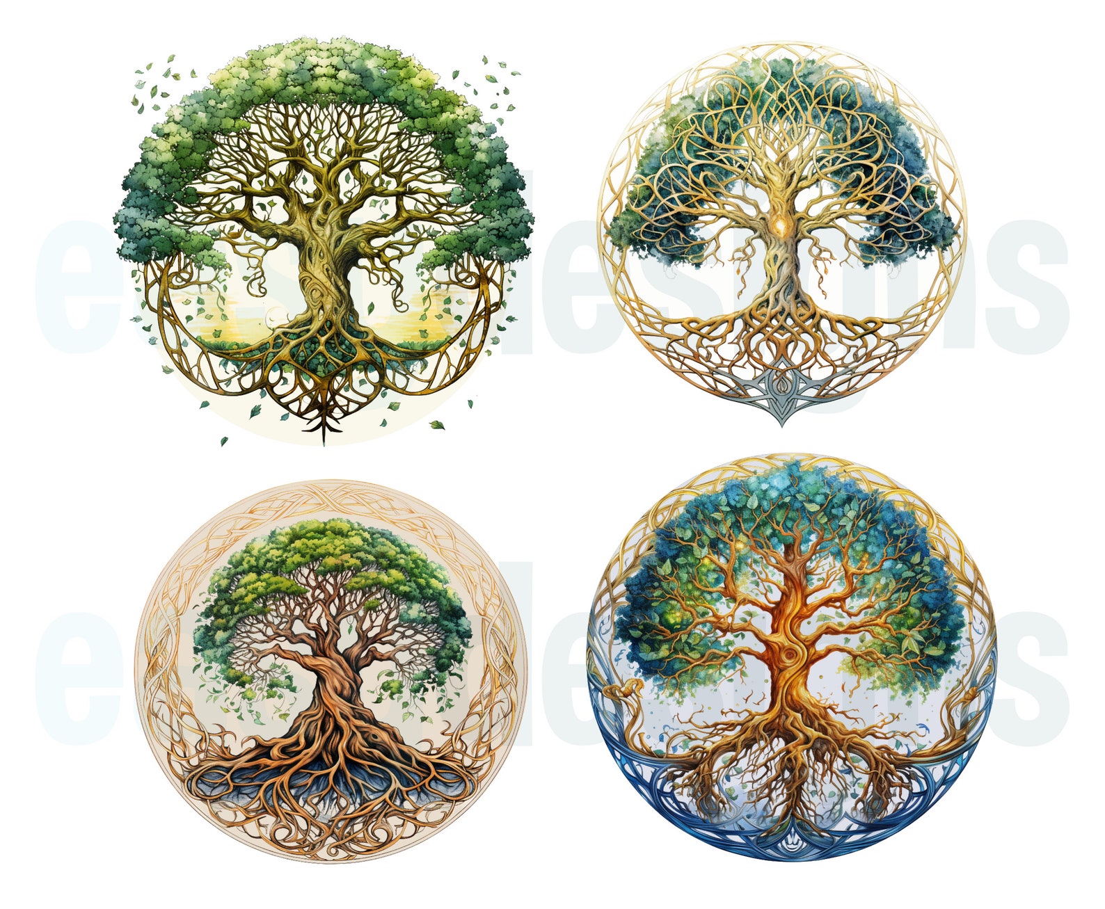 22 Tree of Life Clipart Bundle, Transparent Background, Digital ...