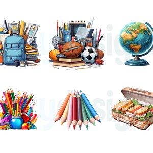 22 Back to School Clipart Bundle, Transparent Background, Digital ...