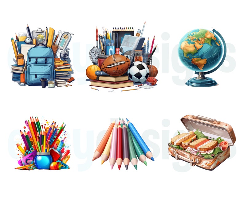 22 Back to School Clipart Bundle Transparent Background - Etsy