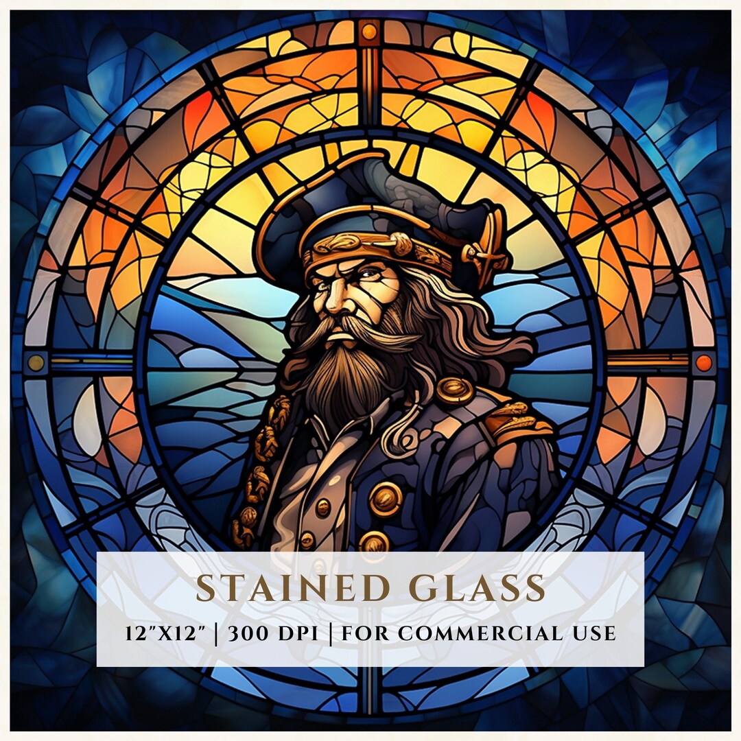 Pirate Stained Glass Pattern, Sublimation Designs, Stained Glass PNG ...