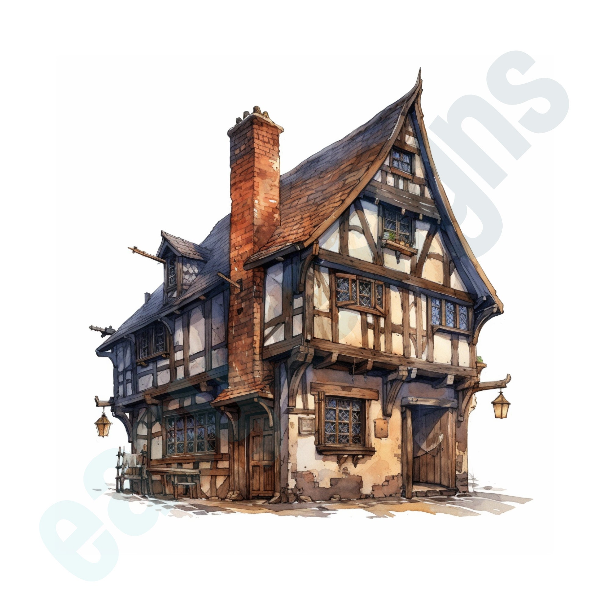 8 Watercolor Medieval Tavern Clipart Bundle, Fantasy Art, Digital High ...