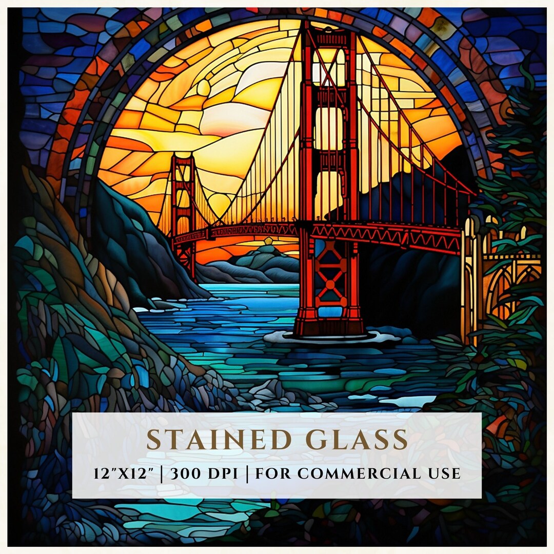 Golden Gate Bridge Stained Glass Pattern, San Francisco, California ...