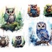 52 Watercolor Forest Owls Clipart Bundle, Digital Graphics, Instant ...