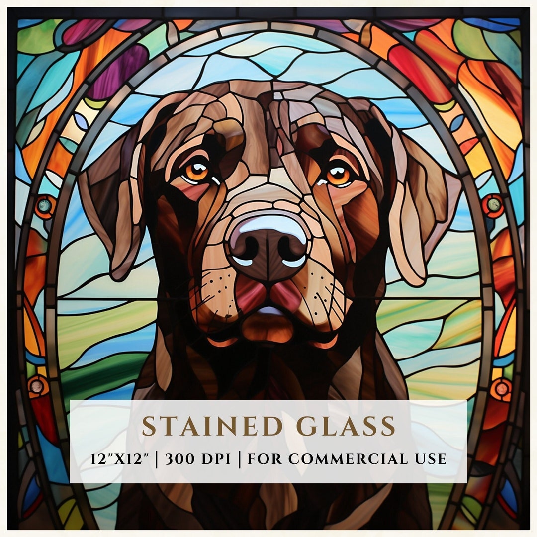 Labrador Dog Stained Glass Pattern, Sublimation Designs, Stained Glass ...