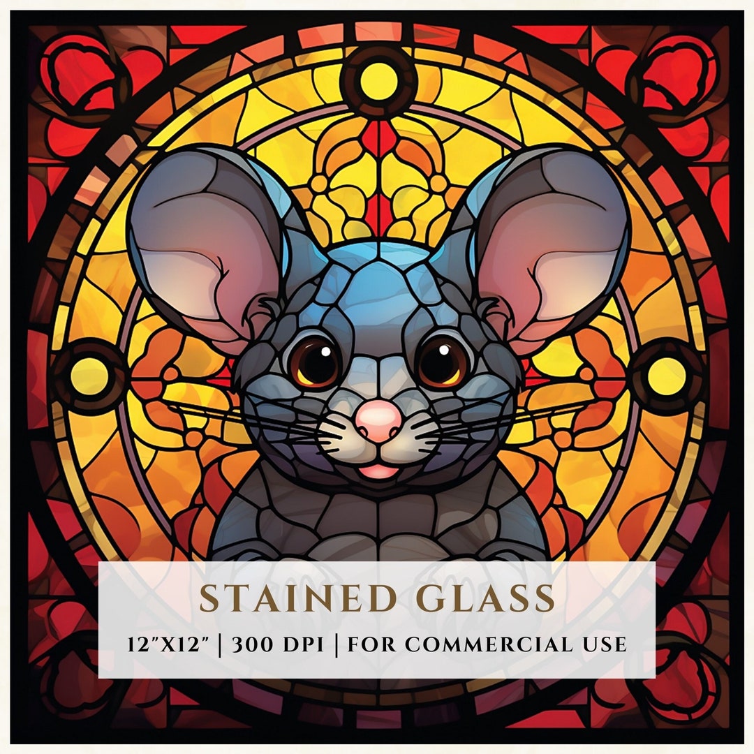Mouse Stained Glass Pattern, Sublimation Designs, Stained Glass PNG ...