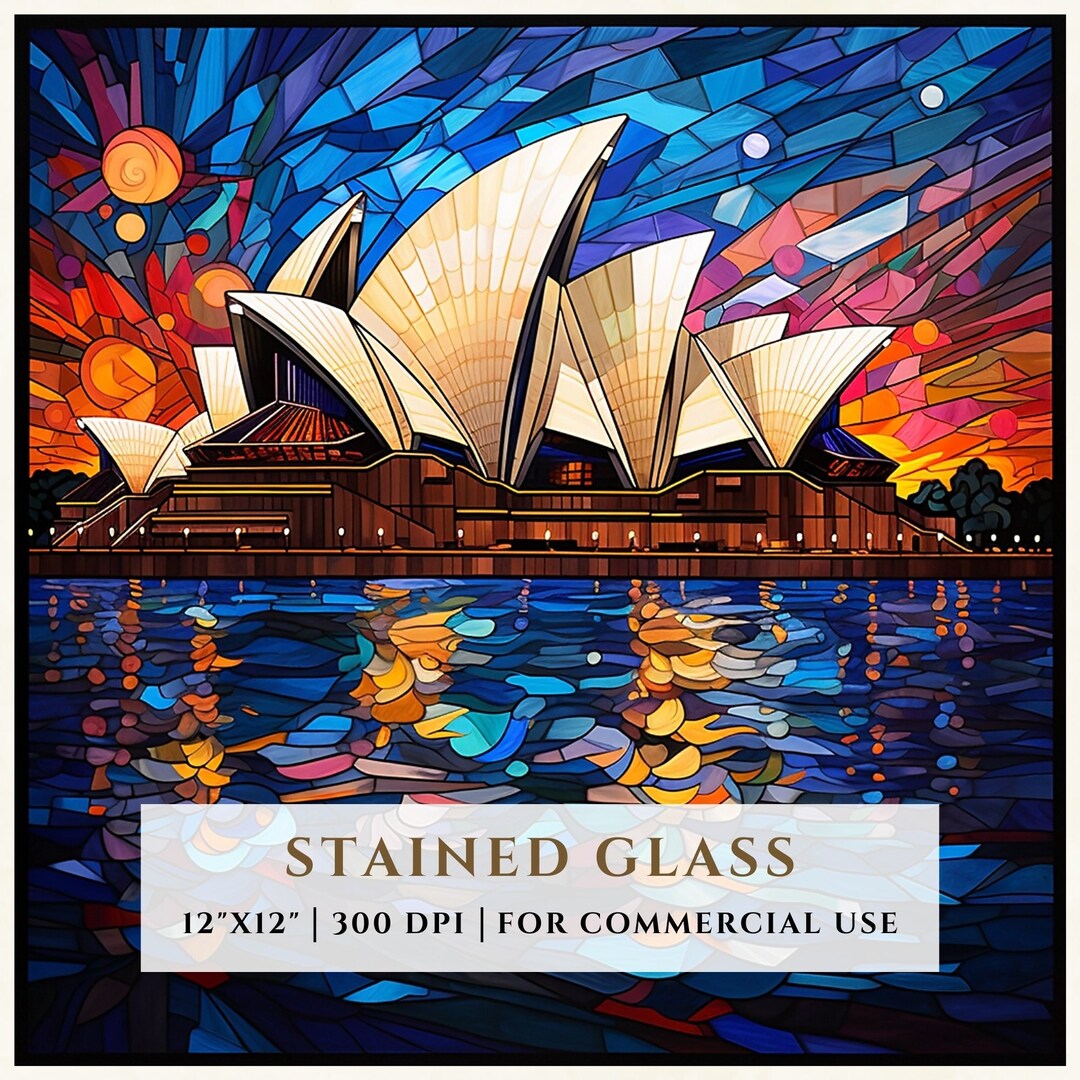 Sydney Opera House Stained Glass Pattern, Australia, Sublimation ...