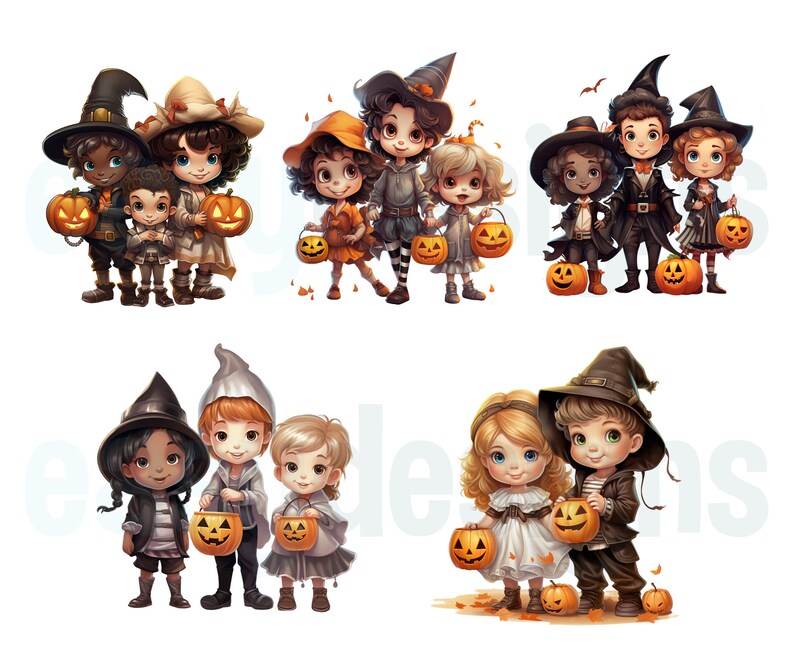 19 Trick or Treat Halloween Clipart Bundle, Transparent Background ...