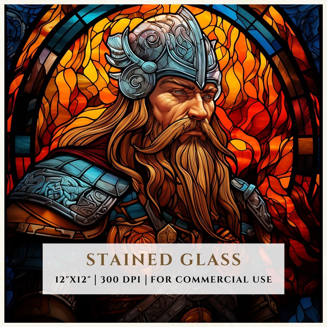 Viking Warrior Stained Glass Pattern, Sublimation Designs, Stained ...