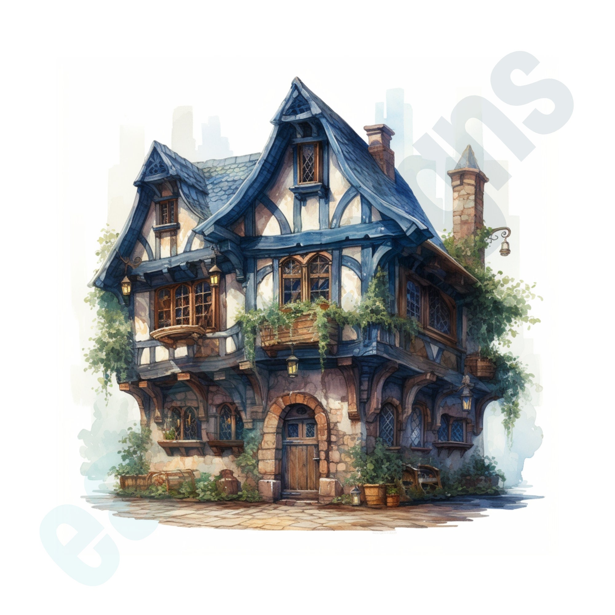 8 Watercolor Medieval Tavern Clipart Bundle, Fantasy Art, Digital High ...