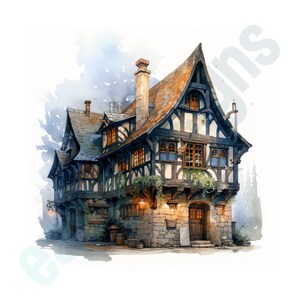 8 Watercolor Medieval Tavern Clipart Bundle, Fantasy Art, Digital High ...