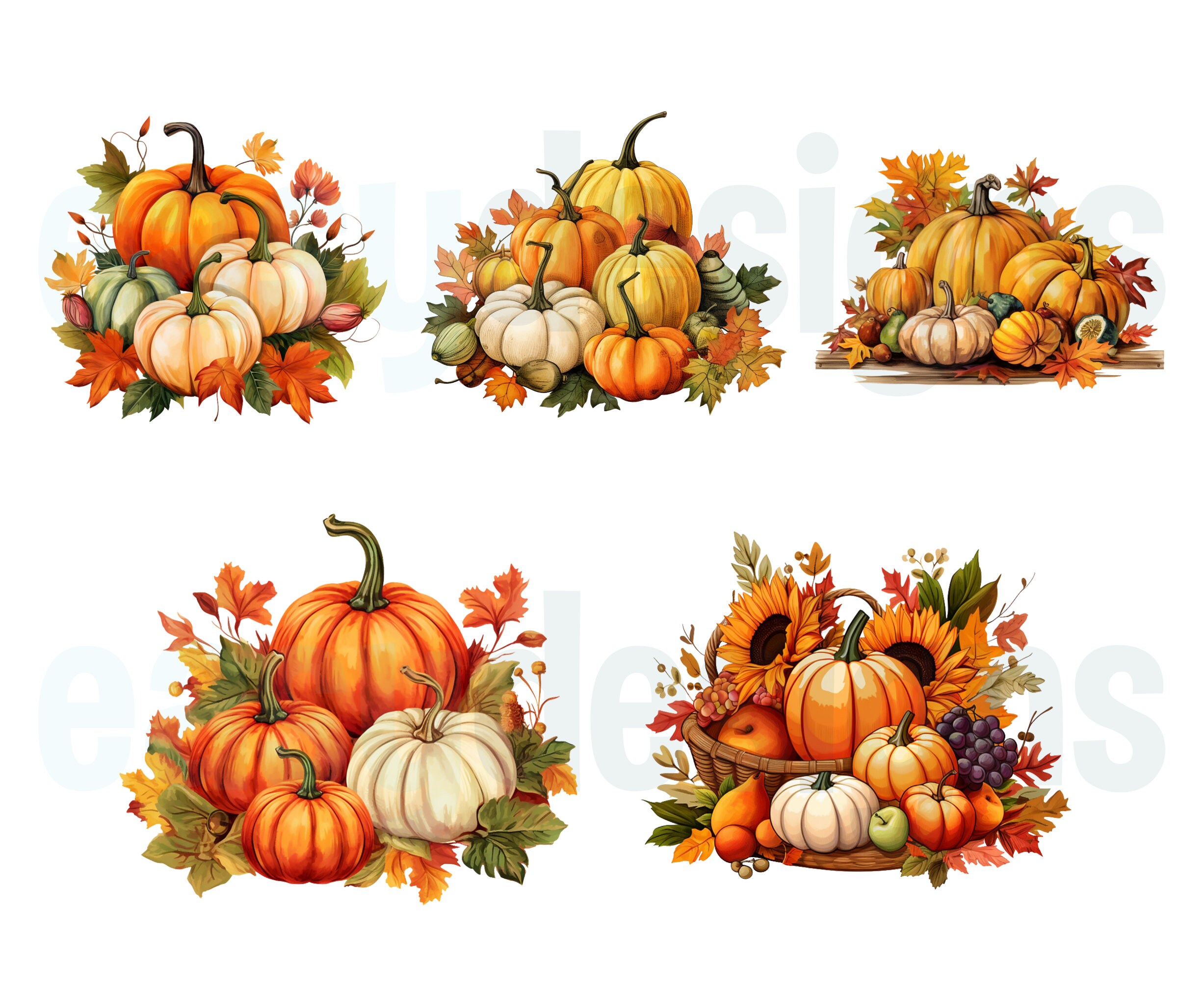26 Thanksgiving Watercolor Clipart Bundle, Transparent Background PNG ...