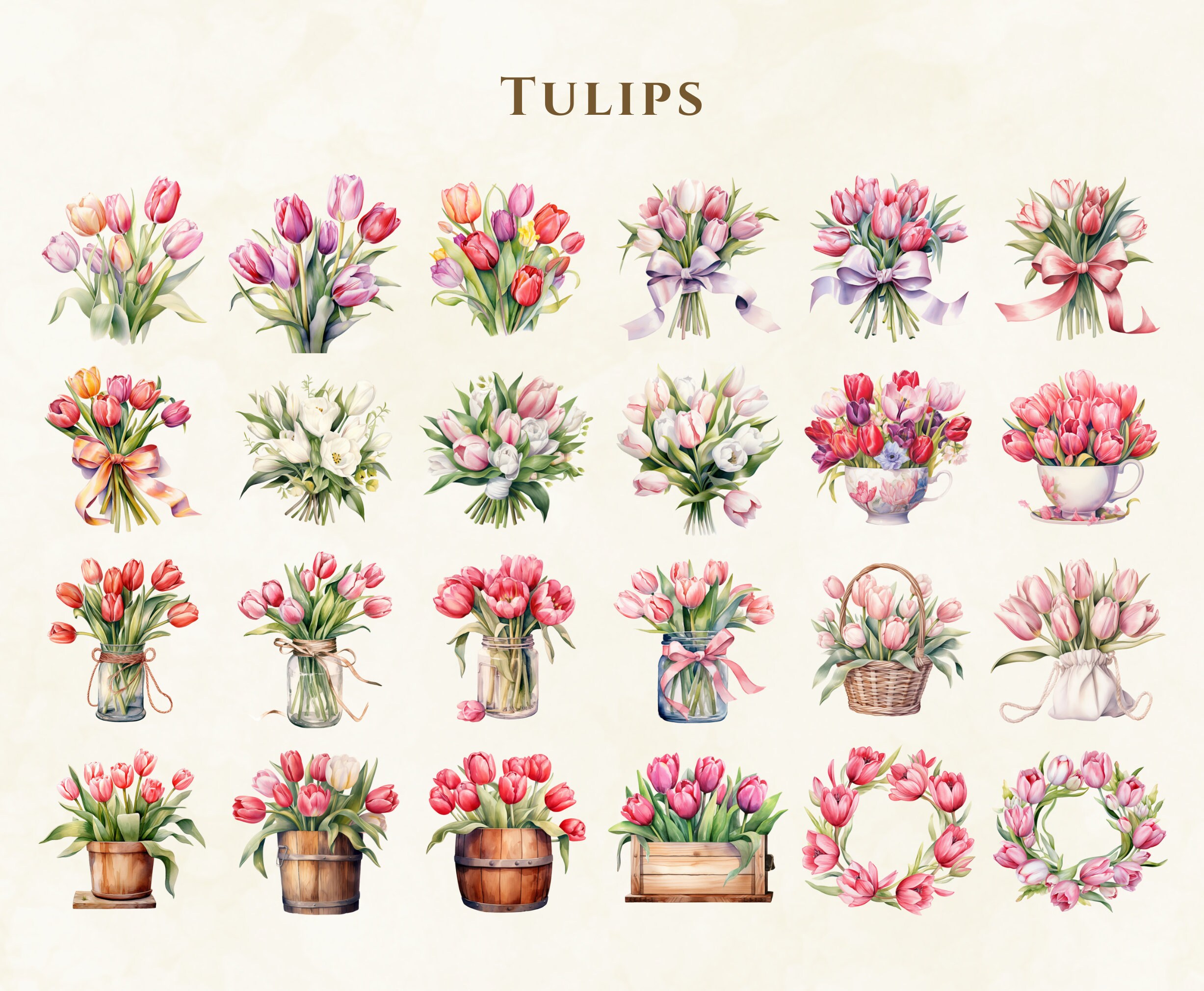 146 Flowers Clipart Mega Bundle Floral Watercolor Digital - Etsy