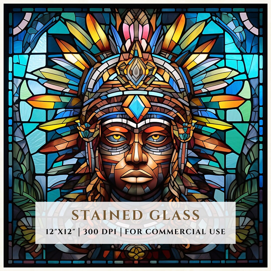 Mayan Motifs Stained Glass Pattern, Maya, Sublimation Designs, Stained ...