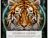 Tiger Stained Glass Pattern Sublimation Designs Stained - Etsy