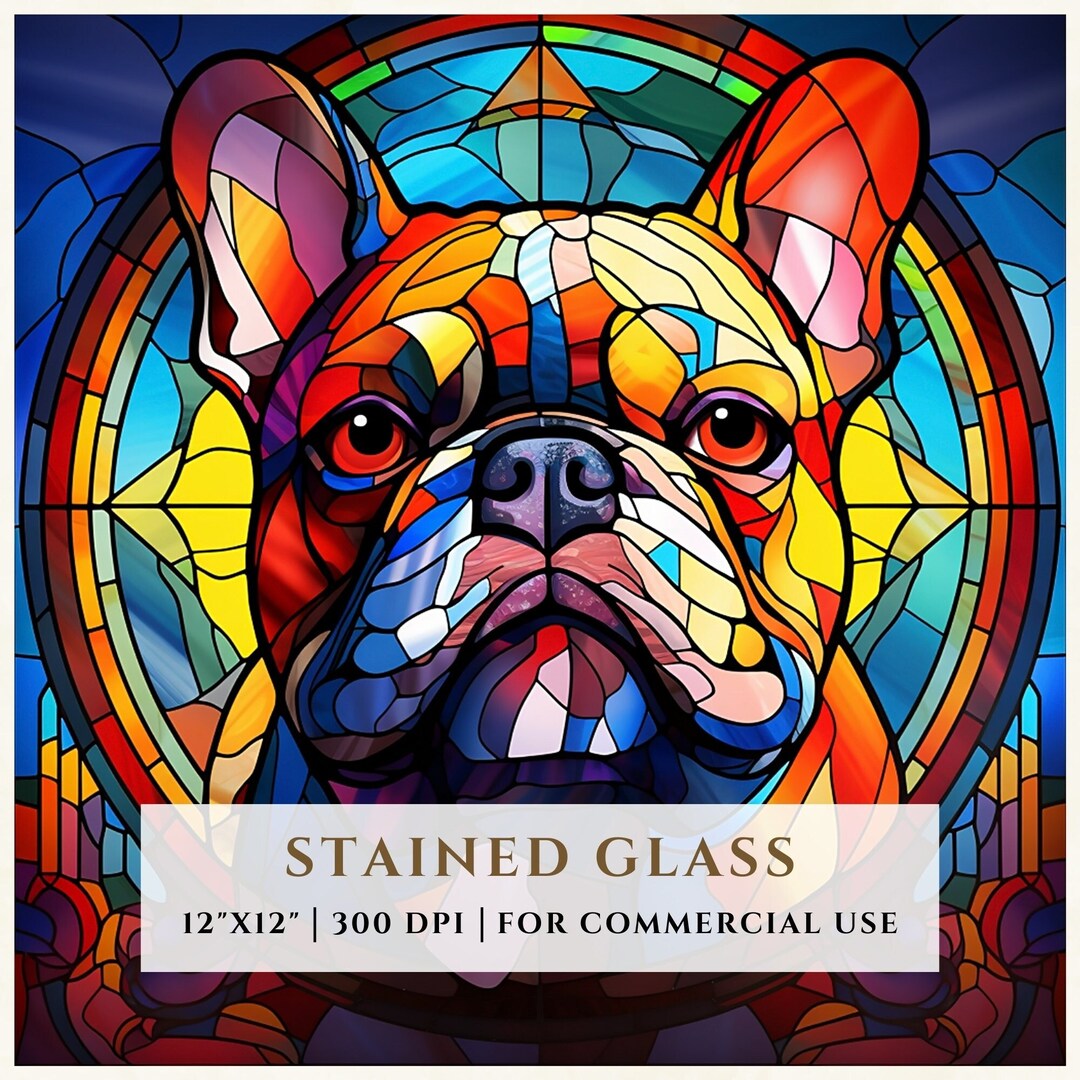 Bulldog Stained Glass Pattern, Sublimation Designs, Stained Glass PNG ...