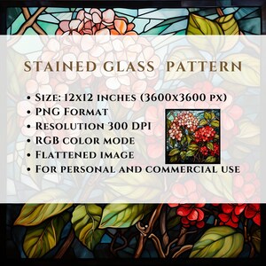 Hydrangea Stained Glass Pattern, Sublimation Designs, Stained Glass PNG ...