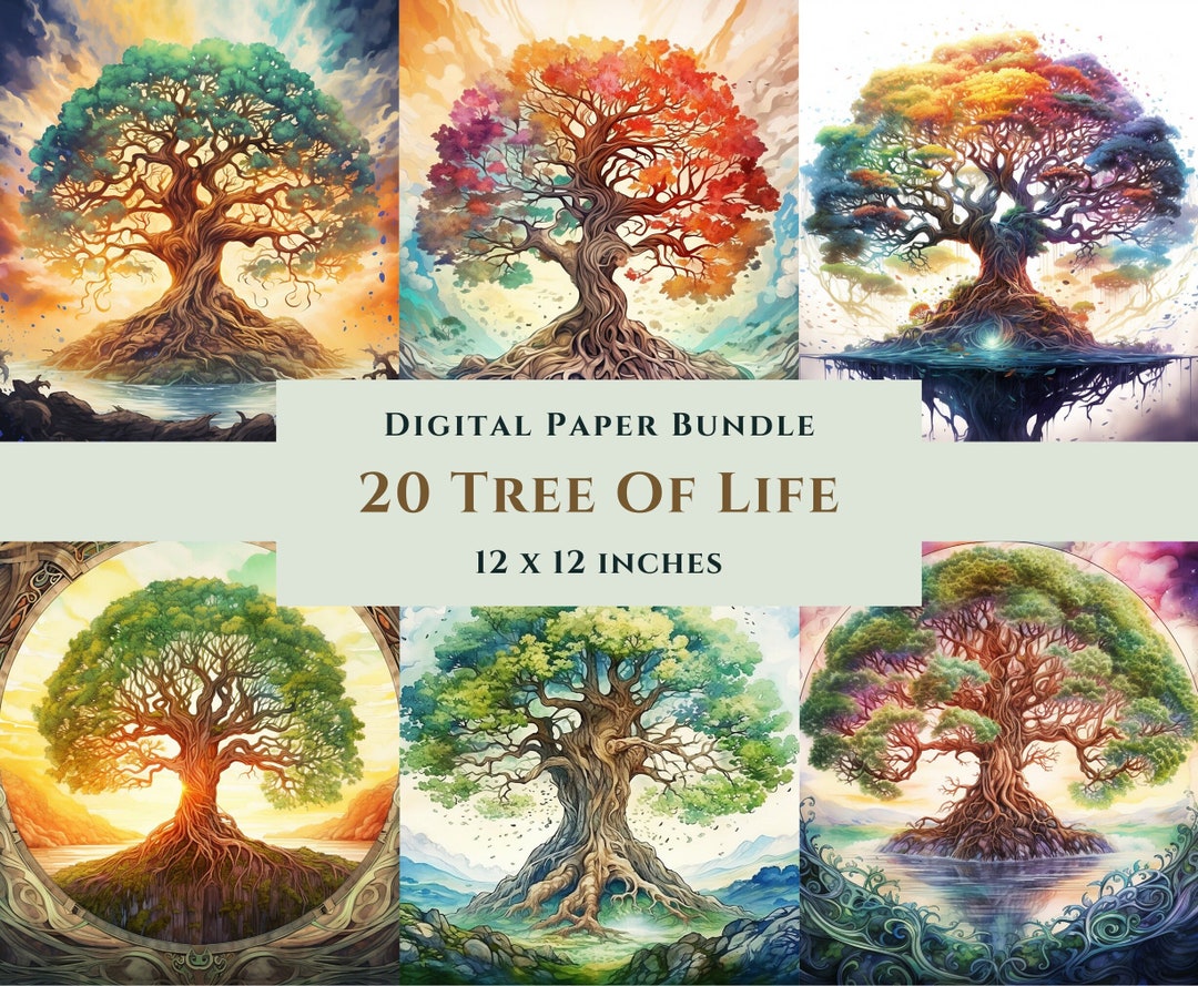 20 Tree of Life Printable Digital Paper Bundle, Instant Download ...