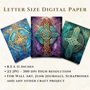 22 Celtic Motifs Printable Digital Paper Bundle, Watercolor, Commercial ...