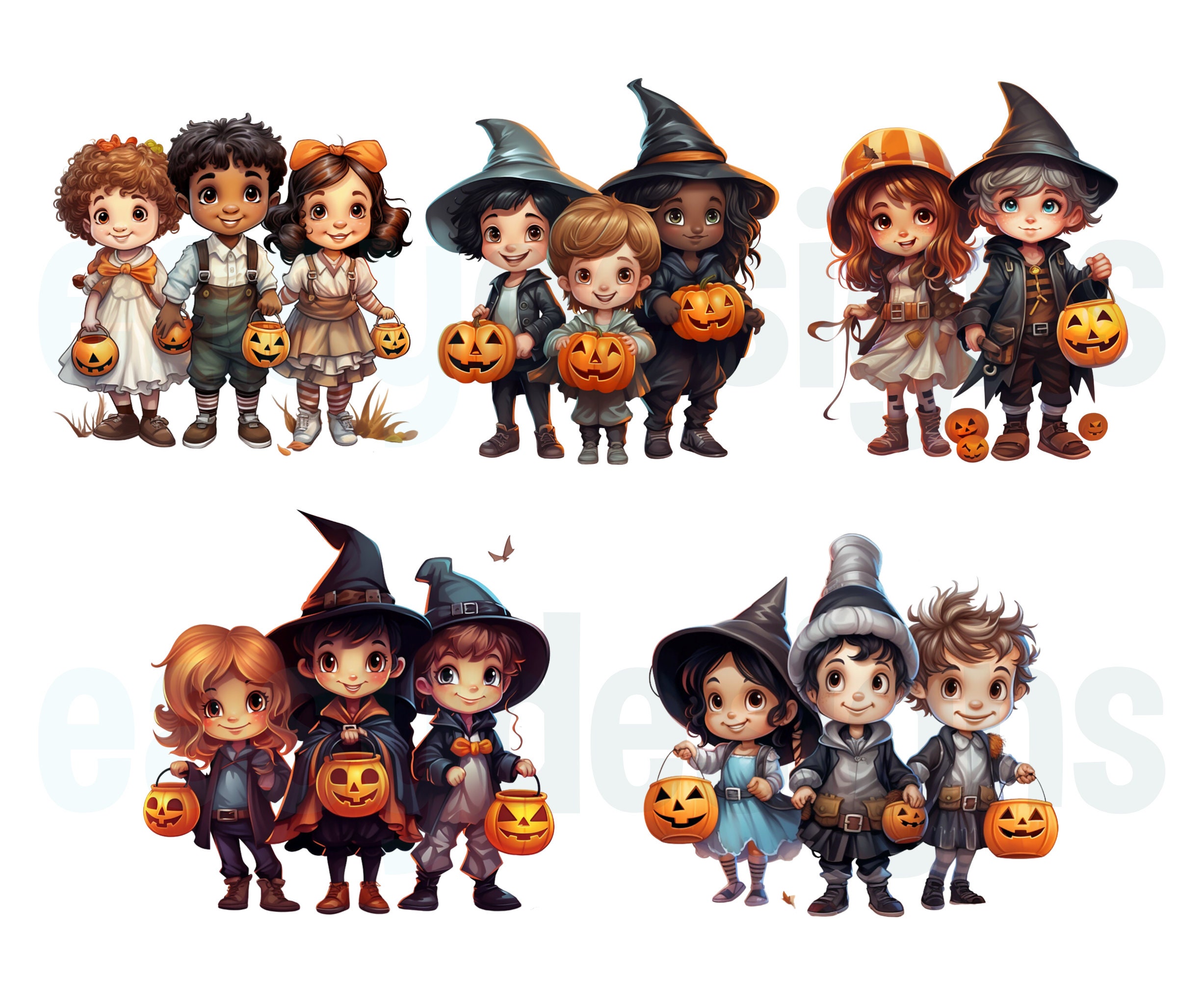 19 Trick or Treat Halloween Clipart Bundle, Transparent Background ...