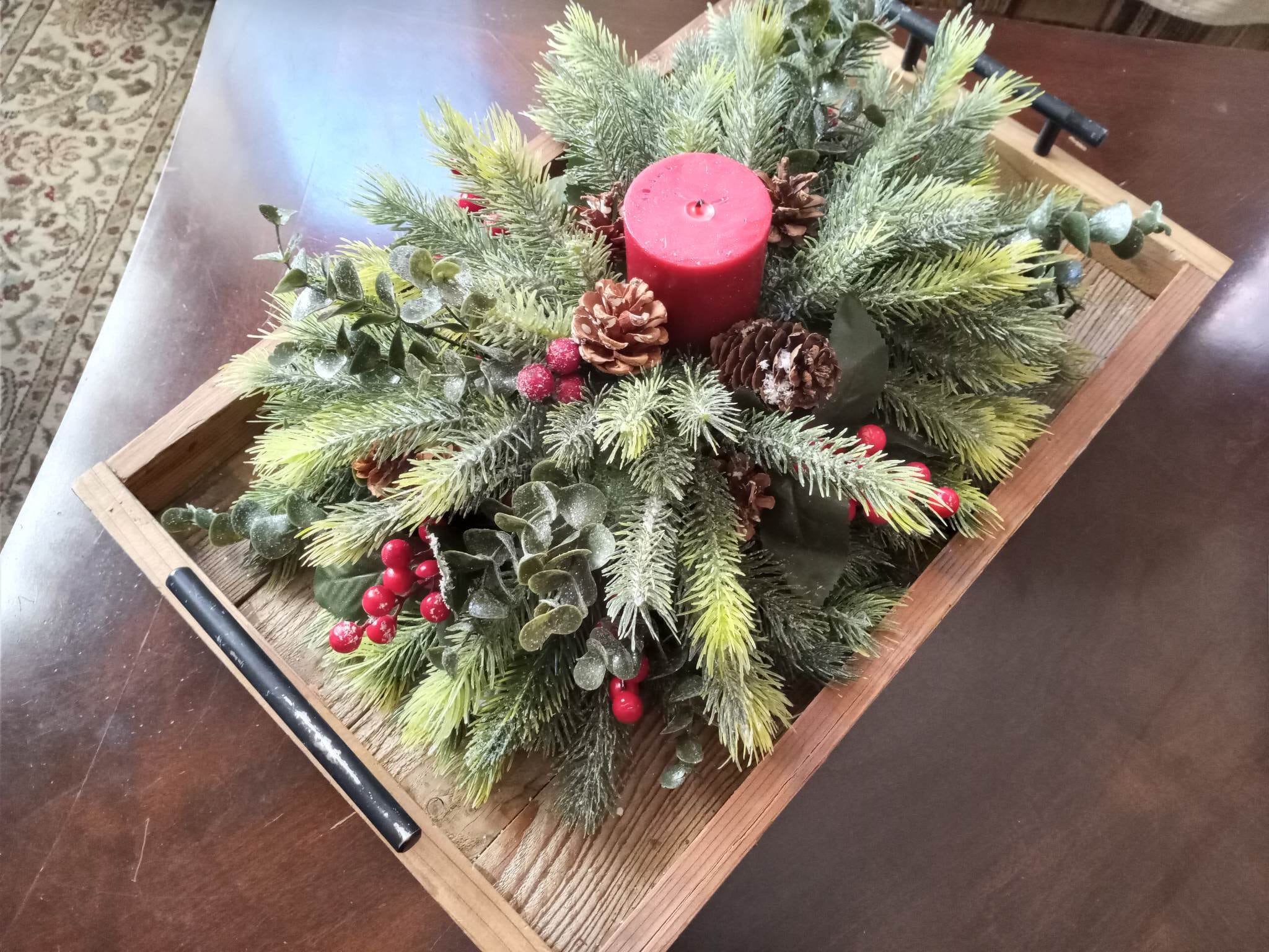 Holiday Rustic Centerpiece, Vintage Christmas Centerpiece, Farmhouse ...