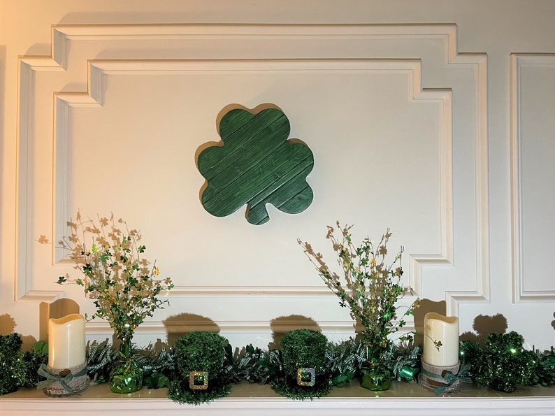 Shamrock St Patrick's Day Modern Rustic Green Wooden Wall Hanging ...