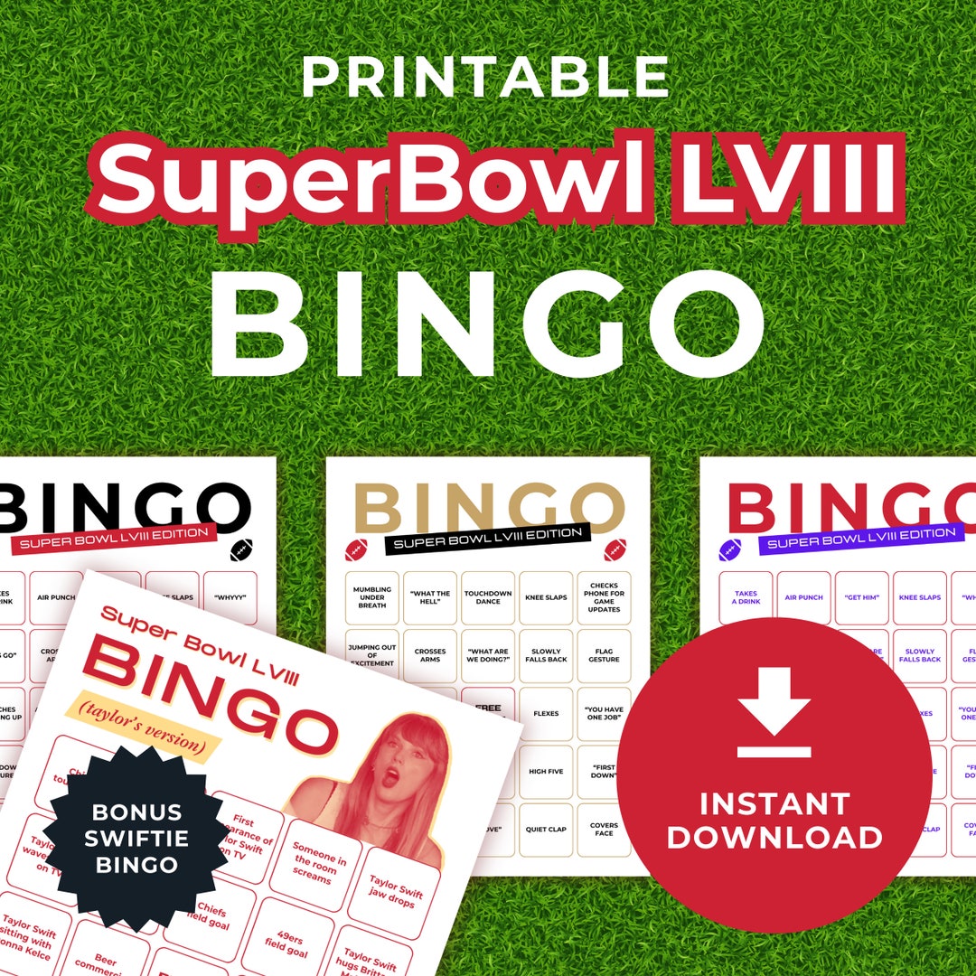 Superbowl BINGO 5-card Package I Viral Boyfriend Reactions I Taylor ...