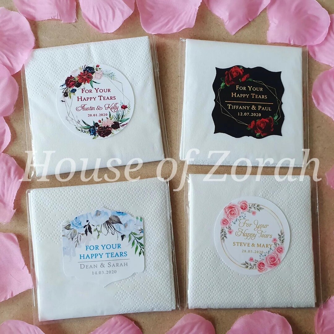 Personalised "for Your Happy Tears" Tissue Napkin Packets Wedding ...