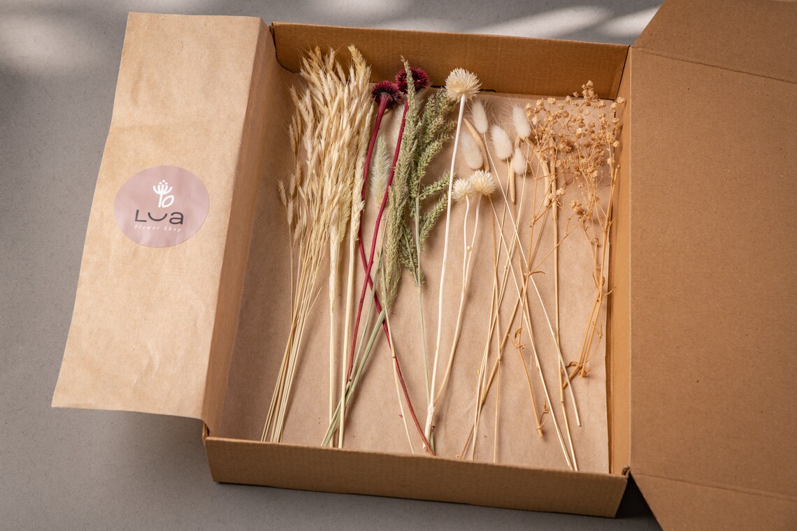 Burgundy DIY Dried Natural Flower Bouquet for Boho and - Etsy