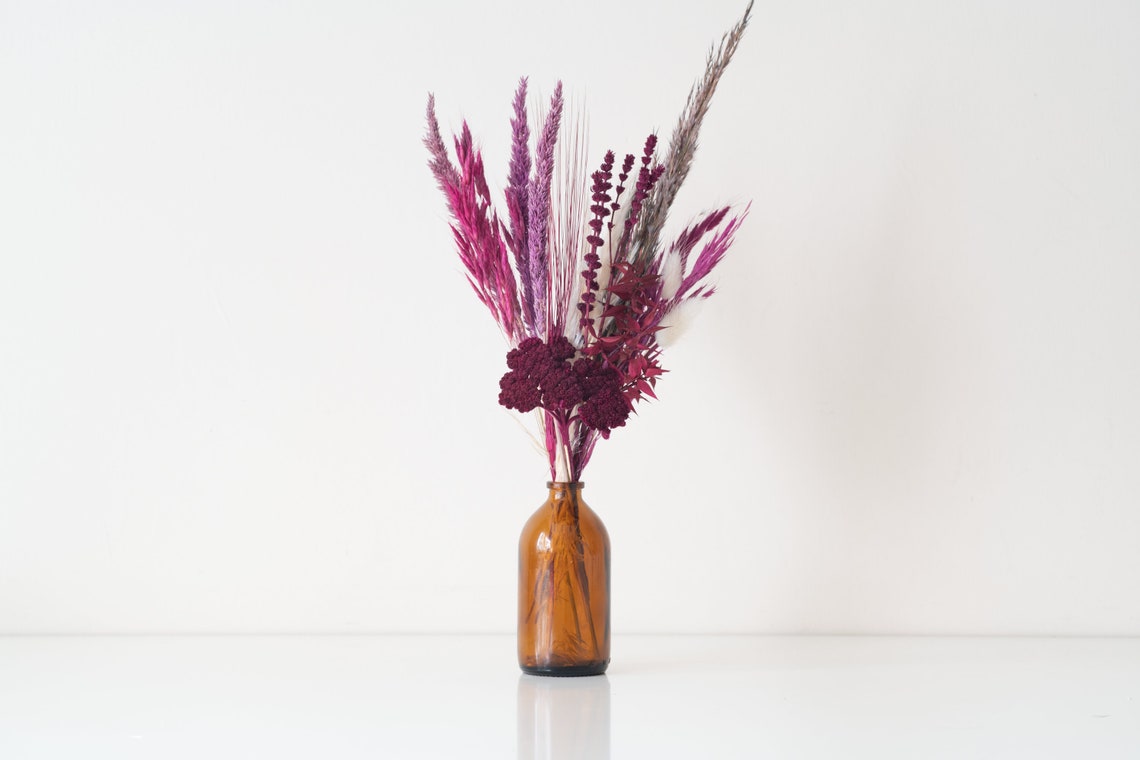 Burgundy DIY Dried Natural Flower Bouquet for Boho and - Etsy