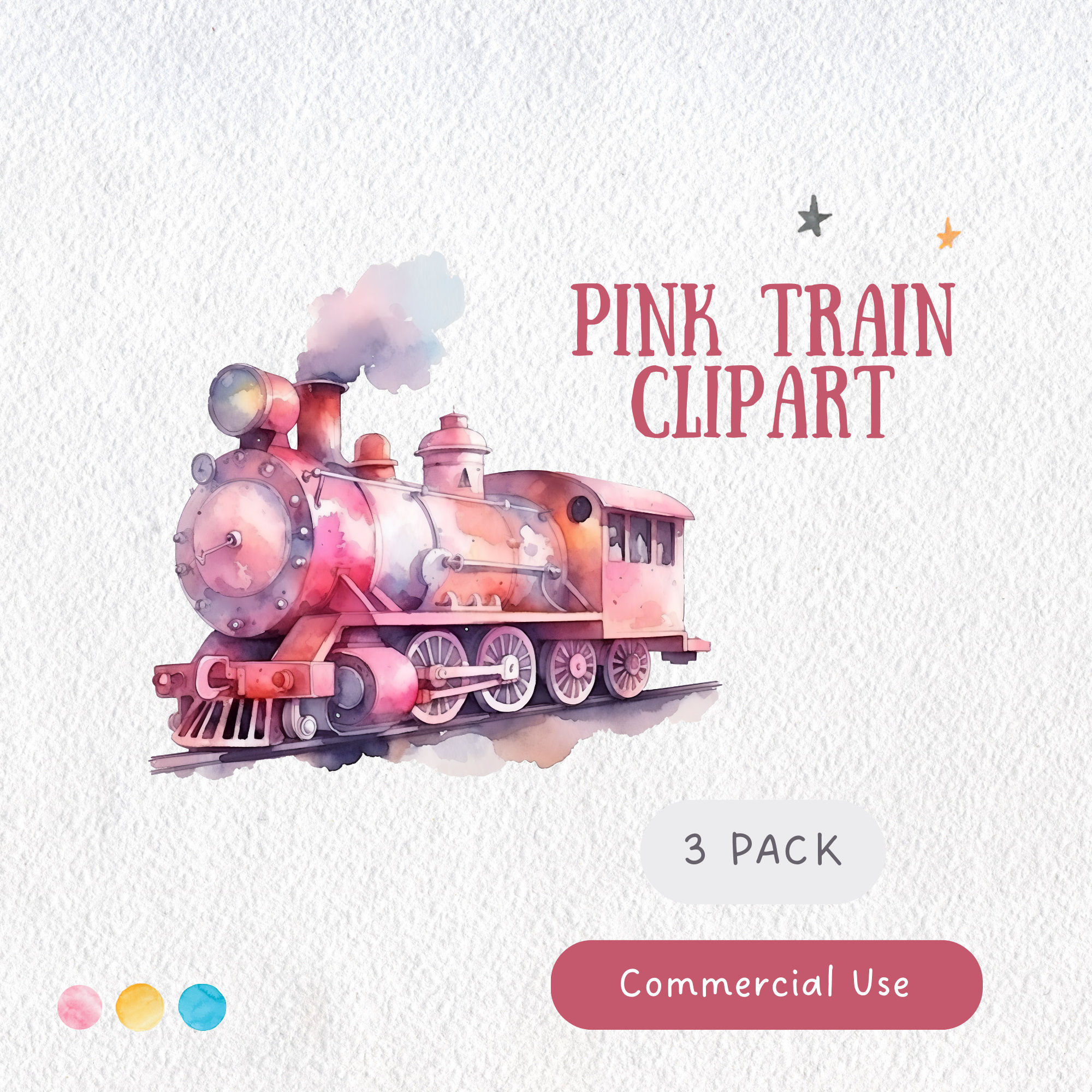 Watercolor Pink Train Kids Clipart, 3 Pink Train Png Clipart, Baby Boy ...