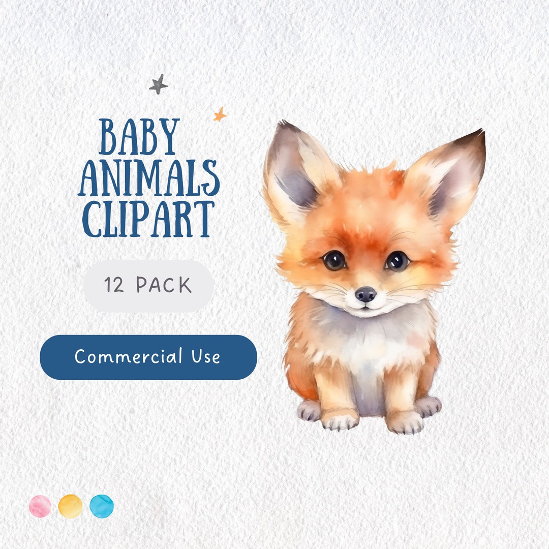 Baby Animals Clipart Bundle, 12 Super Cute Baby Animal Bundle ...